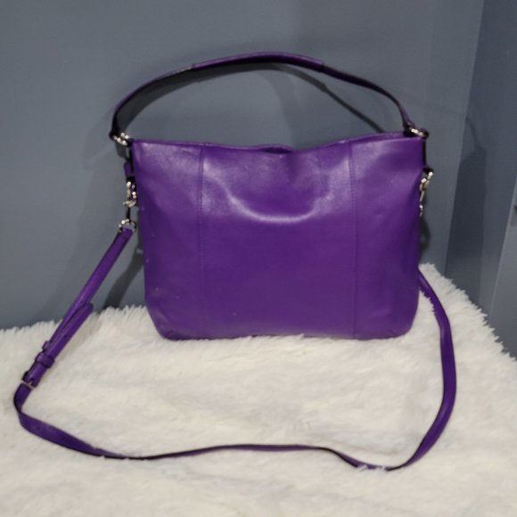 Coach | Bags | Coach Isabelle Hobo Convertible Purple Pebbled Leather ...